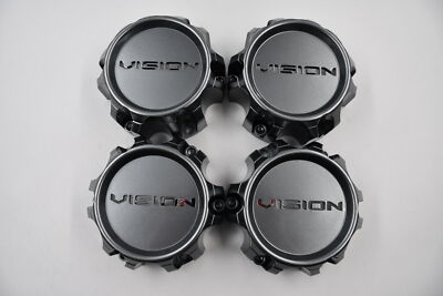Set 4 Vision 353 Turbine 6 Lug Wheel Center Caps C353GM-6V Gunmetal W ...