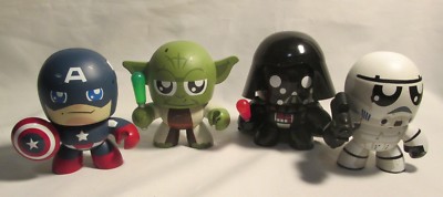 Mighty Muggs Lot of 4 Star Wars Yoda Darth Vader Stormtrooper & Capt ...