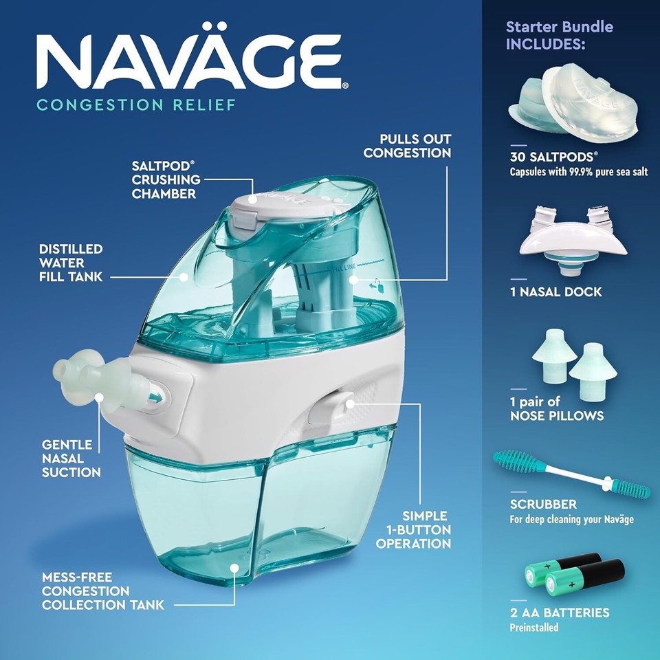 Navage Relief Nasal Irrigation System with 1 Navage Nose Cleaner & 30 ...