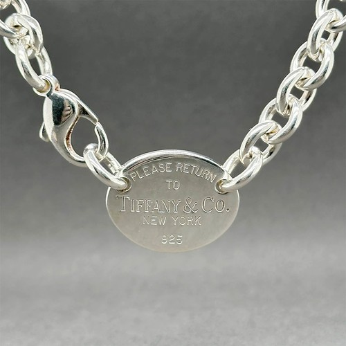 Estate Tiffany & Co. Sterling Silver Oval Tag Return To Necklace | eBay