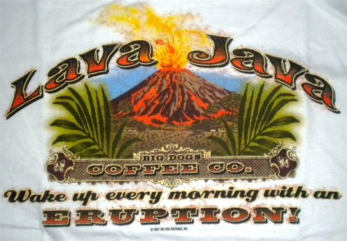 Lava Java Coffee Eruption Big Dogs Tee Shirt White Large 100% Cotton ...