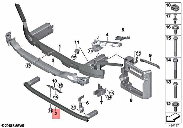 2019-2022 BMW G05 G06 G07 X5 X6 X7 Front Bumper Lower Mount 51117421600 ...