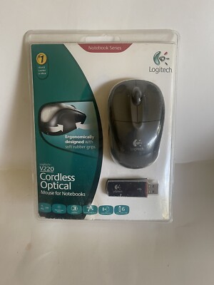 Logitech V220 Cordless Optical Mouse for Notebooks, Black New Unopened ...
