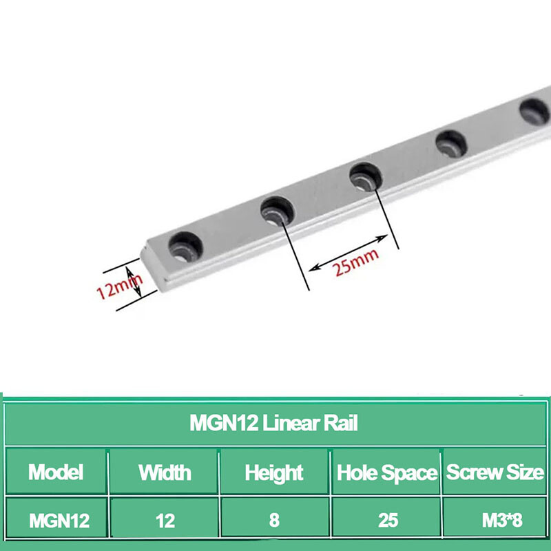 100-1000mm MGN7 MGN9 MGN12 MGN15 Linear Guide Rail Slides for CNC 3D ...