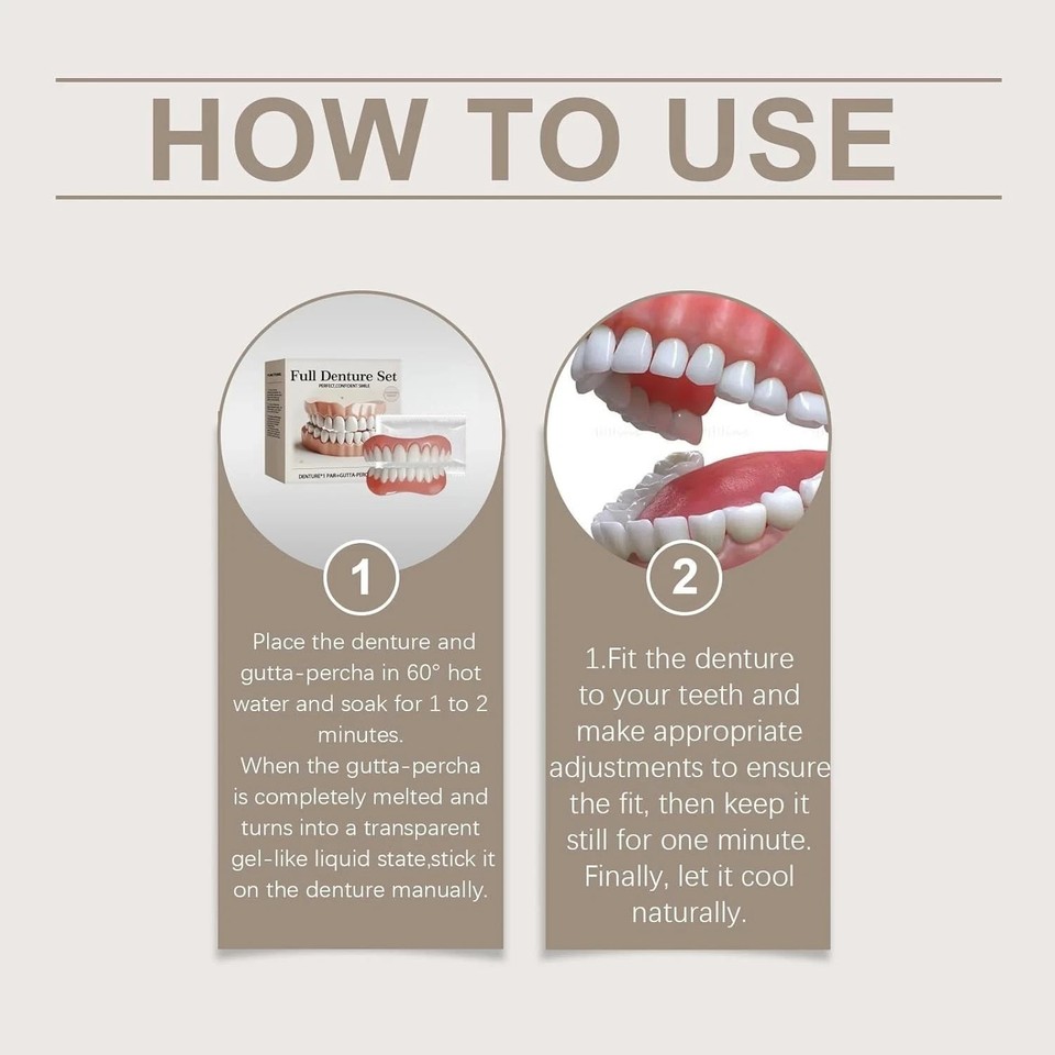 Full Denture Set, Safe Moldable False Teeth Set,Full Dentures for No ...