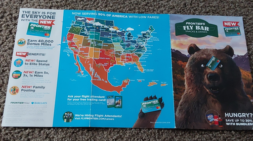 FRONTIER AIRLINES FLY BAR MENU | eBay