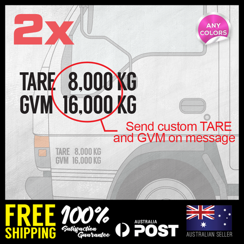 2x Custom TARE GVM Stickers Decals Truck Van Transport Logistic 50mm ...