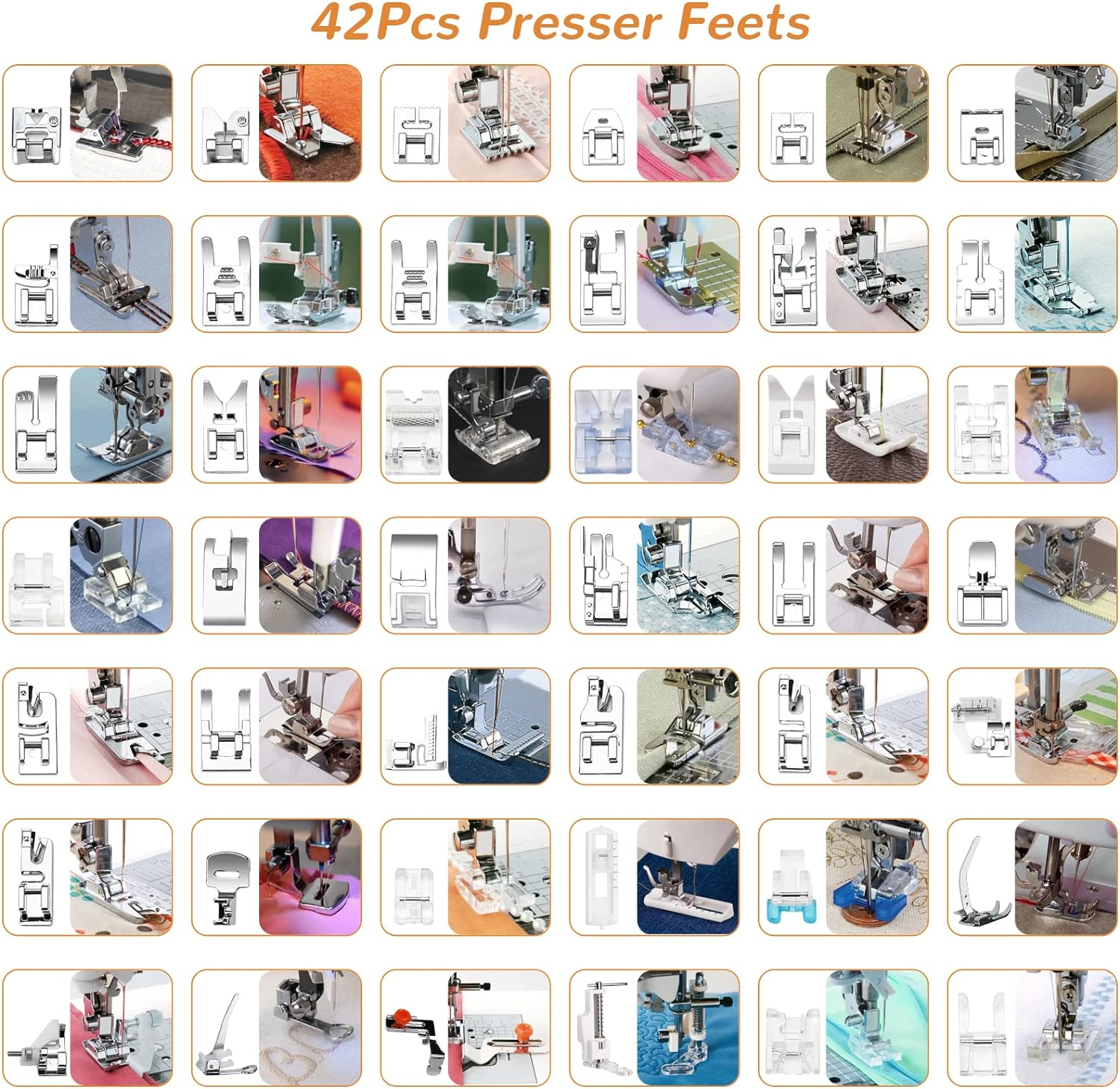 Presser Foot Set 42Pcs, Sewing Machine Presser Feet Kit Accessories ...