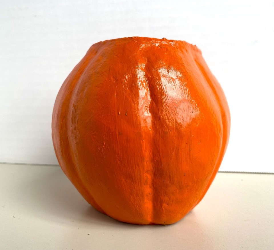 Vintage Orange 4" Smiley Boy Paper Mache Halloween Pumpkin Jack O ...