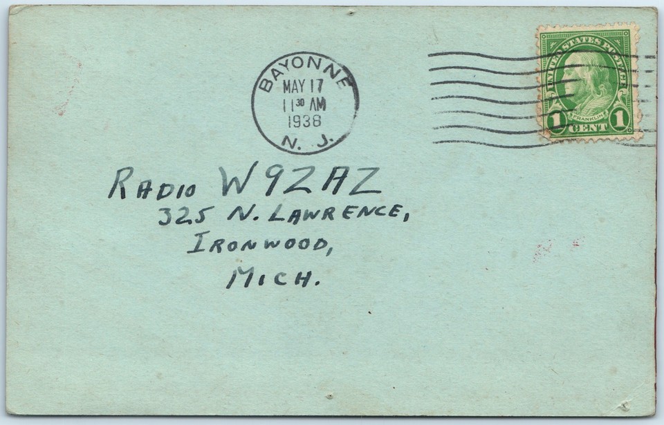 1934 Bayonne, NJ W2KWL QSL Ham Radio Card Joe Zutkis ARRL Cartoon ...