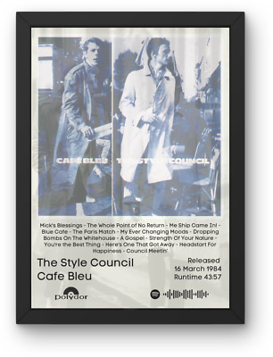 Style Council Cafe Bleu Tracklist Poster A1-5 Frame Opt Weller The Jam ...