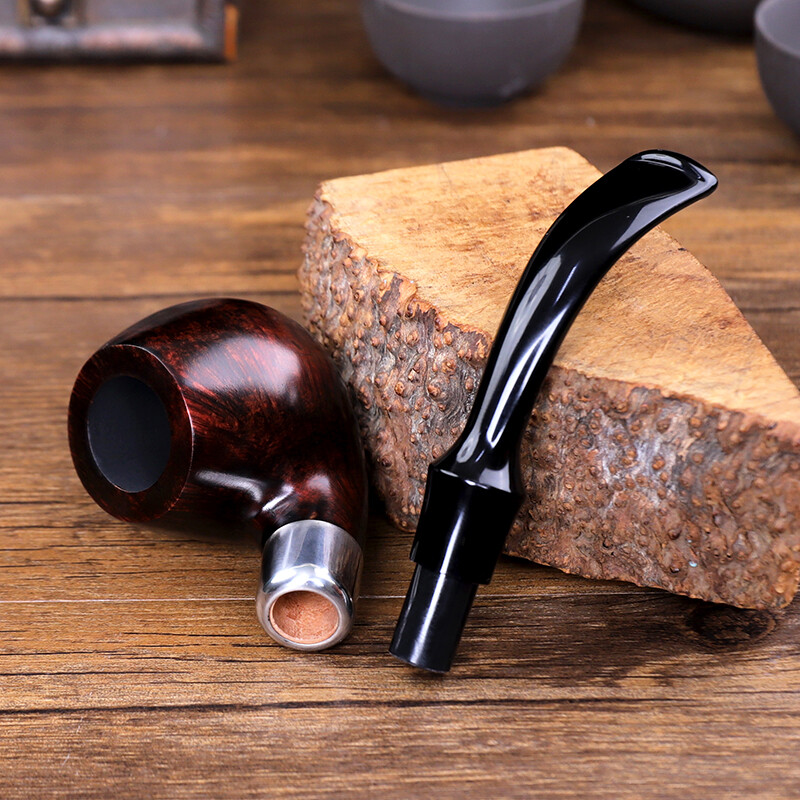 Handmade Briar Wooden Tobacco Pipe Bent Curved Stem Smoking Pipe ...