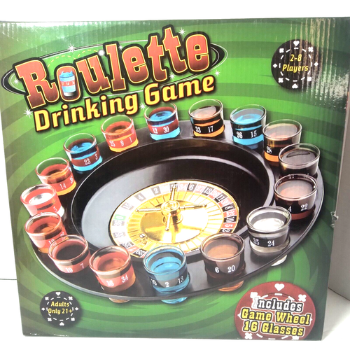Roulette Drinking Game 16 Shot Glass Wheel Party Bar Fun Set ...