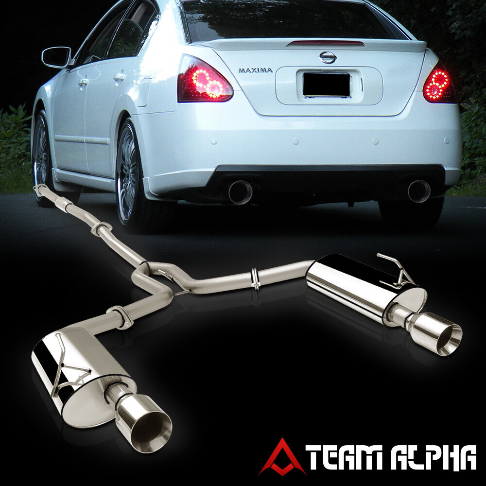 Fits 2004-2008 Nissan Maxima A34[4" BEVELED TIP DUAL MUFFLER]SS Catback ...