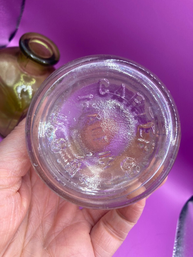 4 Antique & Vintage Glass Ink Well Bottles Unique Carter's Higgins Etc ...