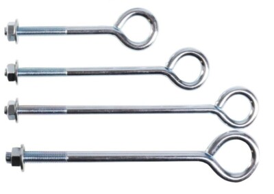 M6, M8, M10 FOLDED STRAINING EYE BOLTS PLUS HEX NUTS & WASHERS ZINC ...