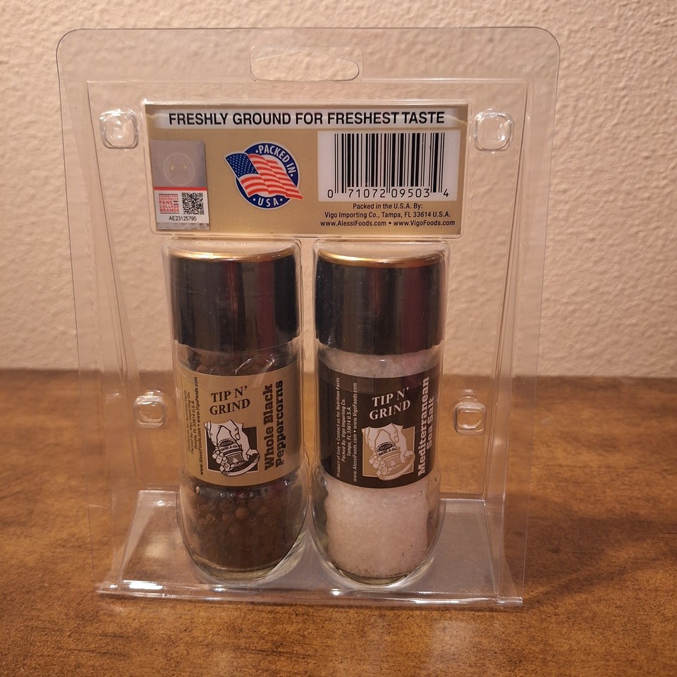 Mediterranean Sea Salt/ Black Pepper Corn Grinder Set. By Alessi UCF ...
