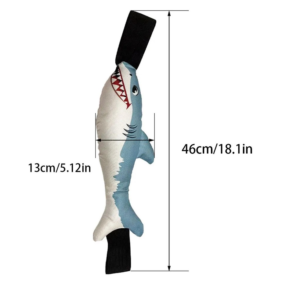 Plush Shark Dog Chew Toy Squeaker Rope Tug Interactive Puppy Adult Pet ...