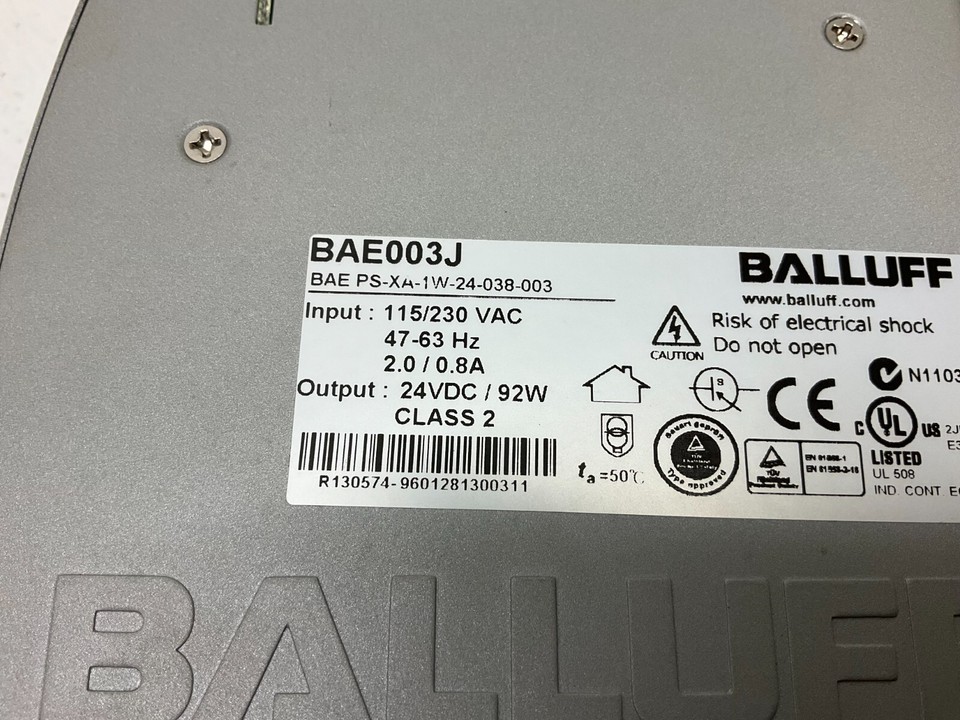Balluff BAE003J 24 VDC 3.8 Amp Power Supply BAE PS-XA-1W-24-038-003 (VT ...