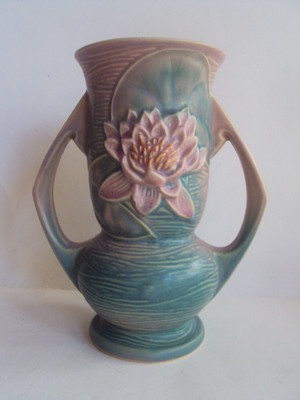 VINTAGE ORIGINAL ROSEVILLE WATER LILY 7" DOUBLE HANDLED VASE. L@@K! | eBay