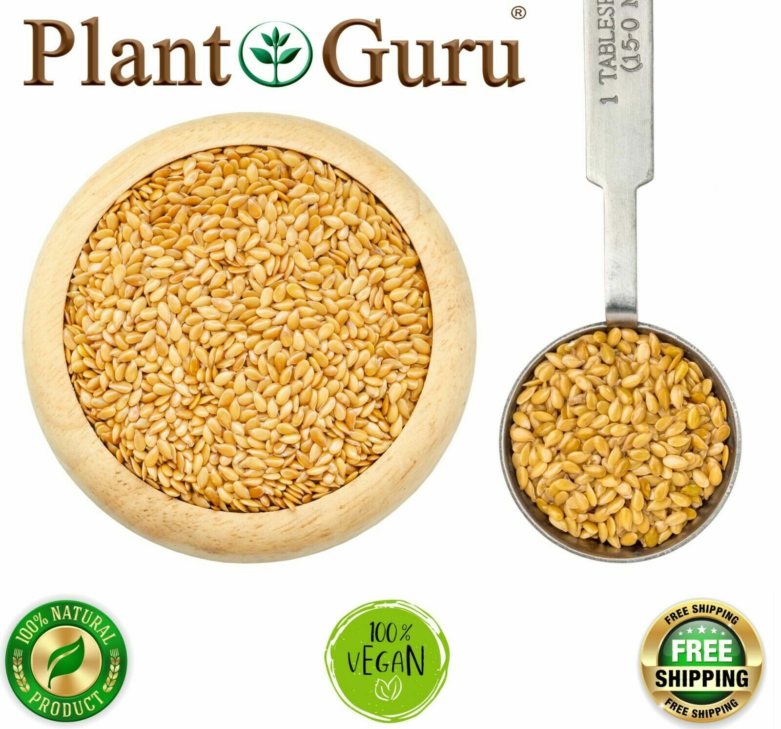 Golden Flax Seeds Whole 5 lbs. Bulk Omega-3 NON GMO 100% Pure Linseed ...