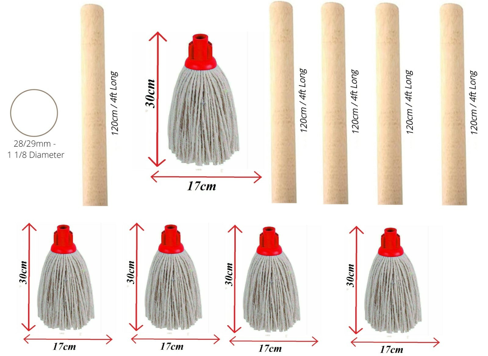 Heavy Duty Floor Cotton Mop With HANDLE Plastic Socket Head Cleaning ...