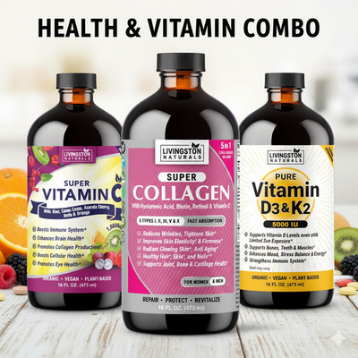 HEALTH & VITAMIN COMBO | Collagen, Vitamin C, D3 & K2 | NATURAL HERBAL ...