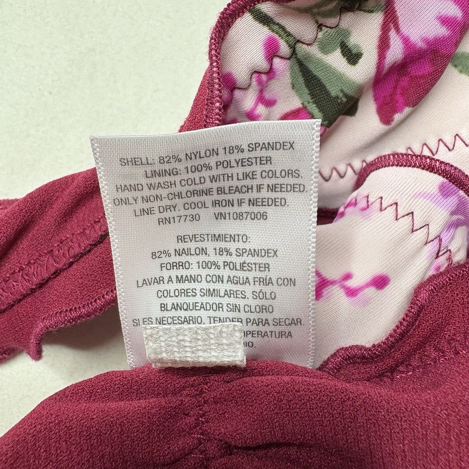 Mossimo Bikini Bottom Pink Cheeky Ruched Back Floral Burgundy Swimwear ...