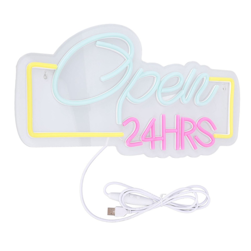 Open 24 Hours Neon Sign Bright Adjustable USB Lighting For Shops | eBay ...