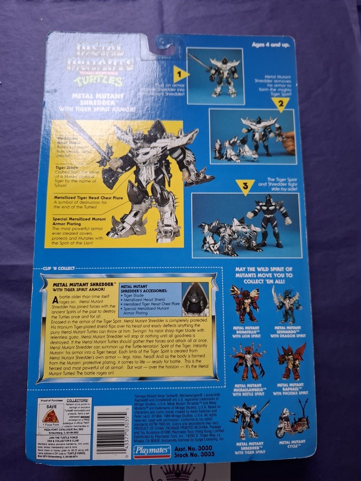 TMNT Turtles Metal Mutants Shredder Figure 1989 English Card Playmates ...