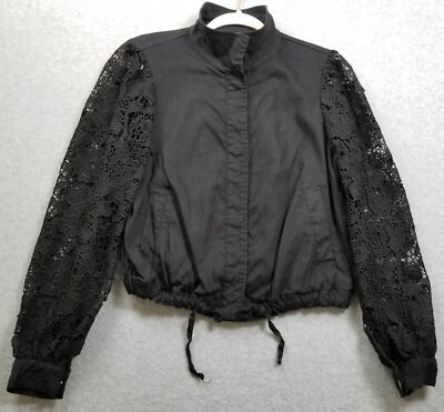 INC Jacket Women’s Small S Black Long Lace Sleeves Drawstring Waist ...