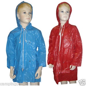 NEW KIDS PVC Hood Waterproof Raincoat Jacket Boy and Girl Front Zip ...