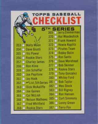 1964 Topps Checklist 5th Series #362 MINT DEAD CENTERED | eBay