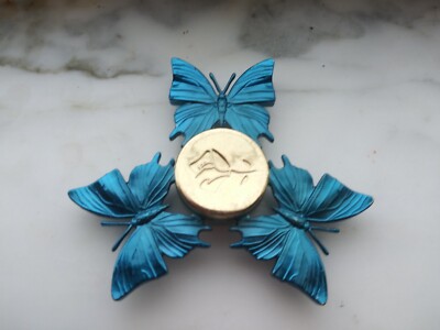 RARE Beautiful Teal Butterfly Tri Fidget Spinner LOVELY spin (with ...