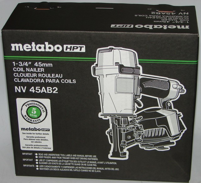 Metabo HPT Pneumatic Coil Roofing Nailer Nail Gun Air Tool NV45AB2 ...