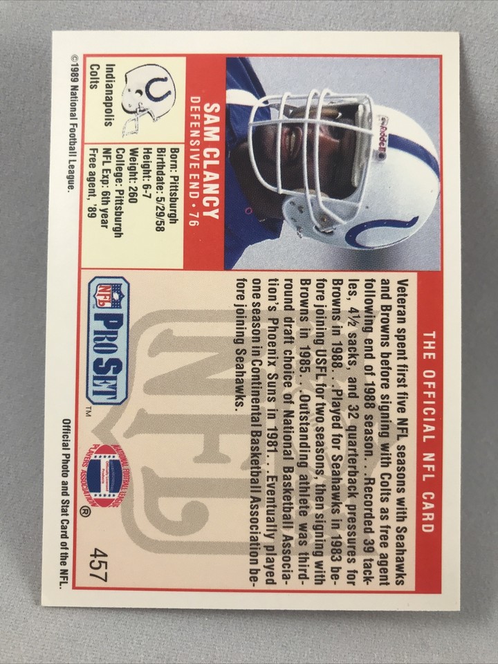 Sam Clancy -Pitt Panthers- Indianapolis Colts Autographed Card | eBay