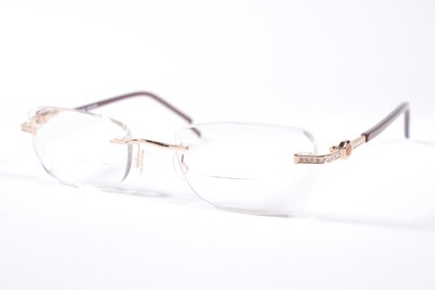 Ferucci Eyeglasses 1778 Women Gold/Brown Rimless Metal Eyewear Glasses ...