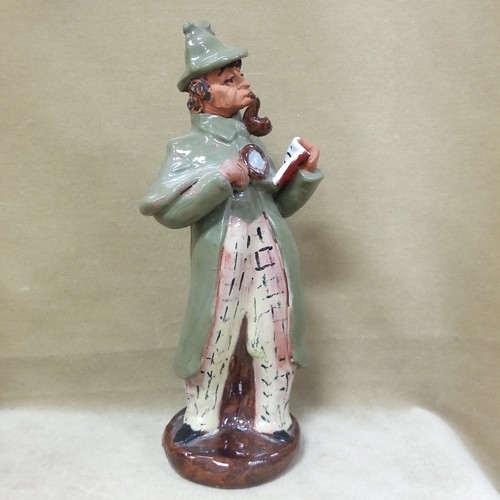 VTG 9.5" Handmade Glazed Clay Sherlock Holmes Sculpture Signed Chelsea ...