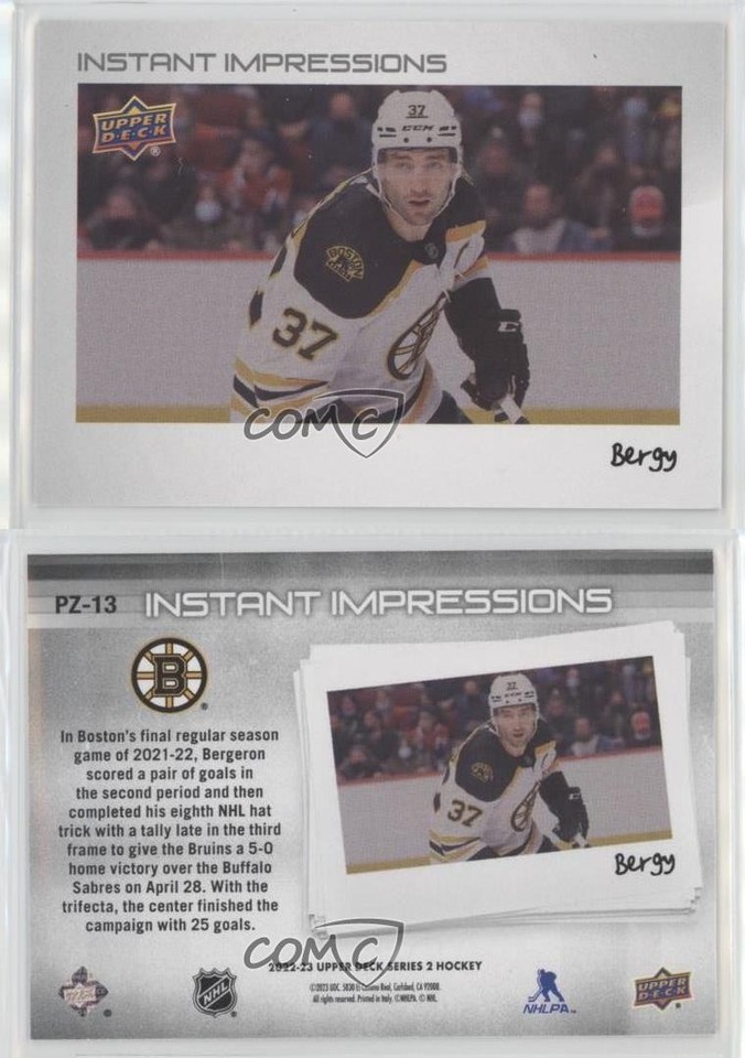 2022 Upper Deck Series 2 Instant Impressions Nickname Patrice Bergeron ...