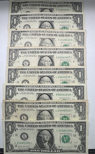 $1 Star Note Lot 15 Bills Circulated Condition One Dollar Bills | eBay