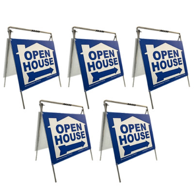 Real Estate Open House Sign Metal A-Frame Kit | 5 Pack | House | Blue ...