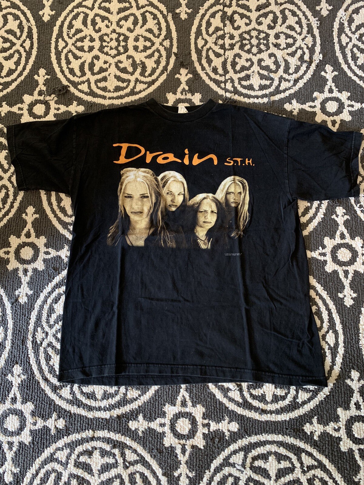 Vintage 90s DRAIN STH T Shirt Grunge Metal Size XL Tour Punk Blue Grape ...