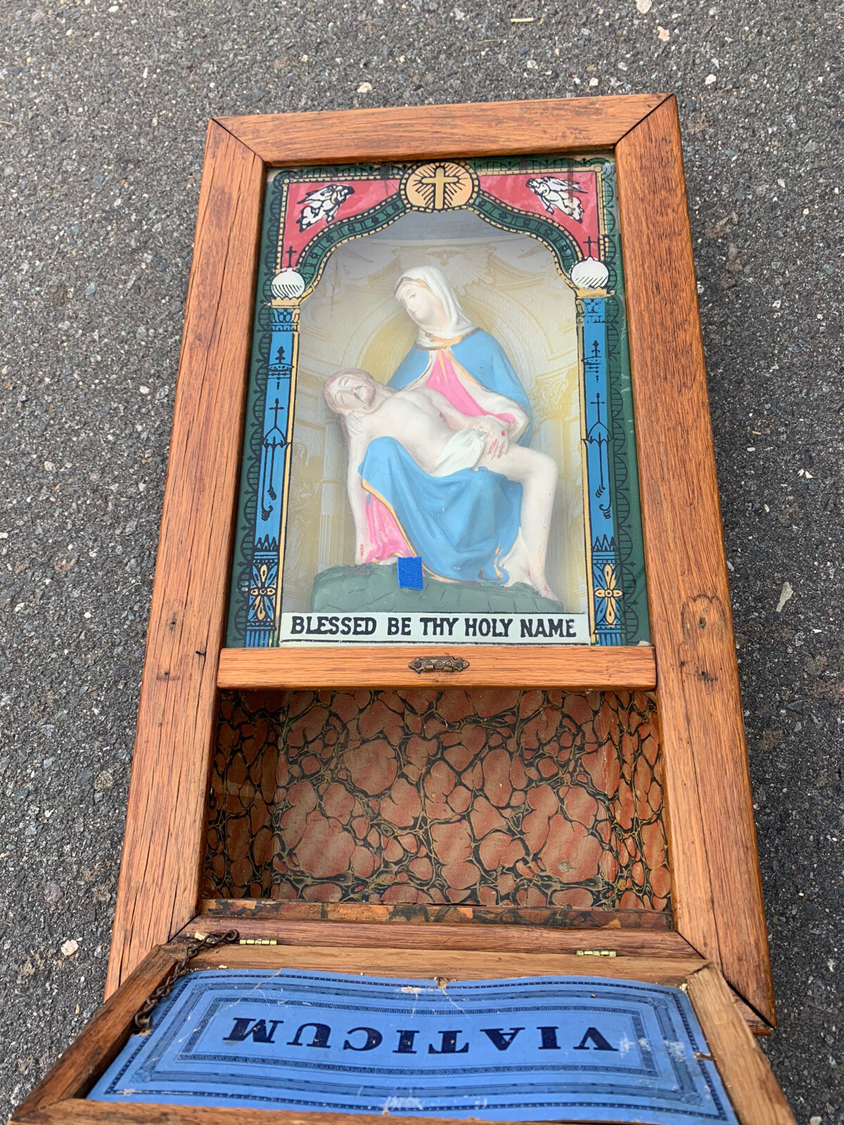 VTG CATHOLIC Viaticum Last Rites Wall Art Shadow Box Altar Cabinet 23 ...