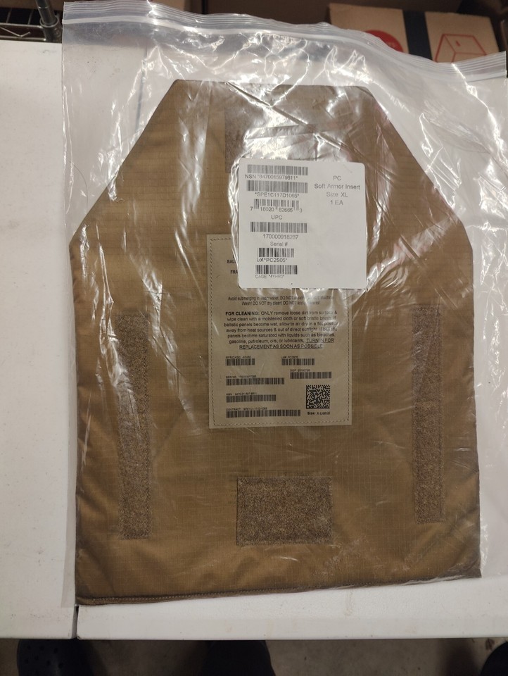 USMC plate carrier soft armor insert, X-Large, soft armor only size ...
