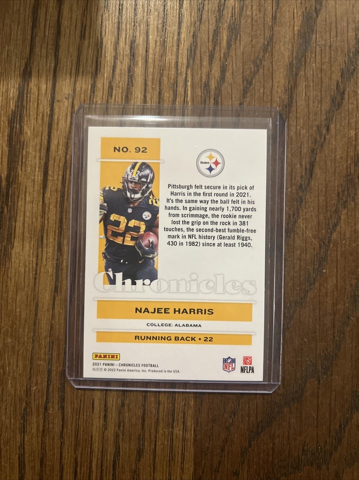 2021 Najee Harris Panini Chronicles #92 Pittsburgh Steelers Rookie Card ...