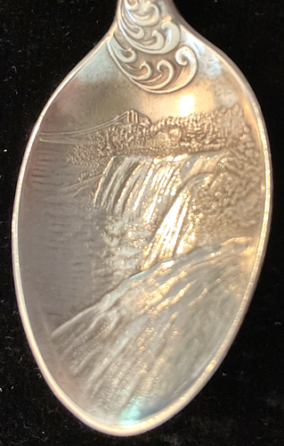 Niagara Falls & Old Rail Suspension Bridge 4.2" Sterling Souvenir Spoon ...