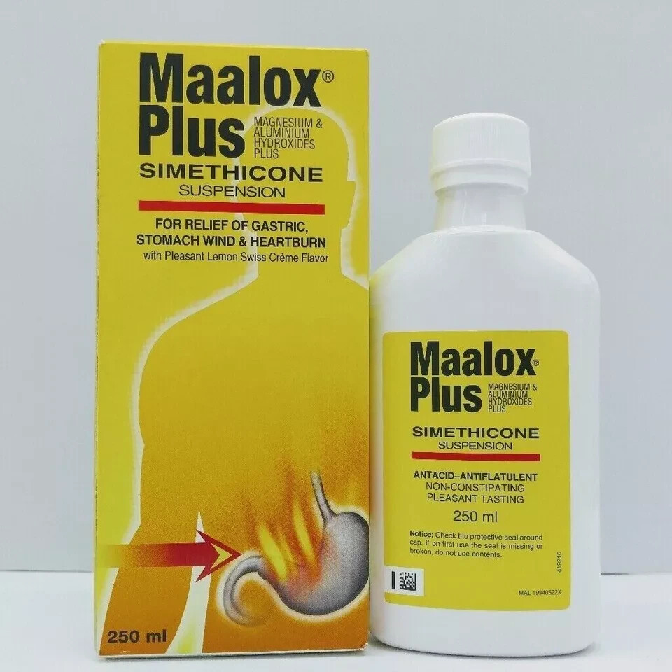 Maalox Plus SIMETHICONE Suspension 250ml For Gastric, Heartburn ...