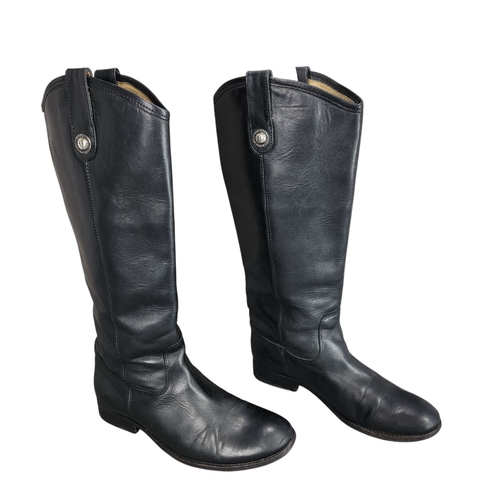 Frye Knee High Riding Boots sz 7B Women Melissa Button Black Leather ...