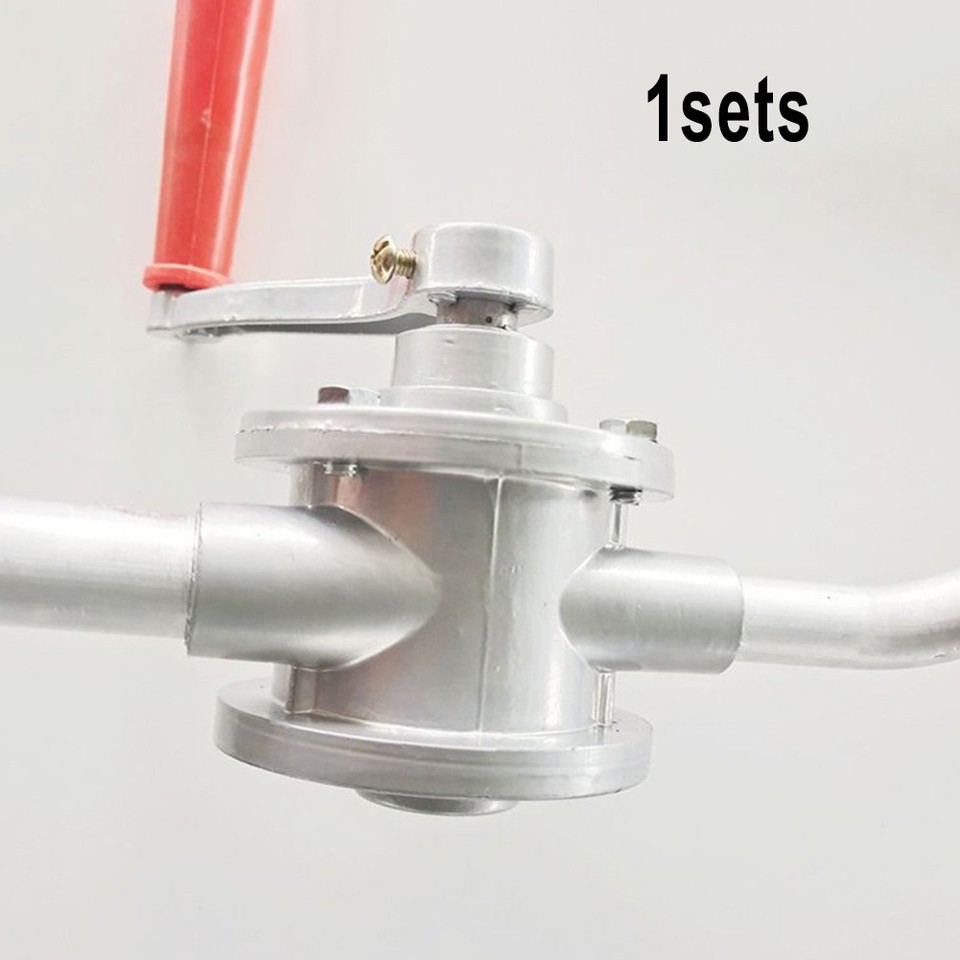 Hand Pump Tool Fuel Oil Manual Rotary Self-Priming Silver Red Transfer ...