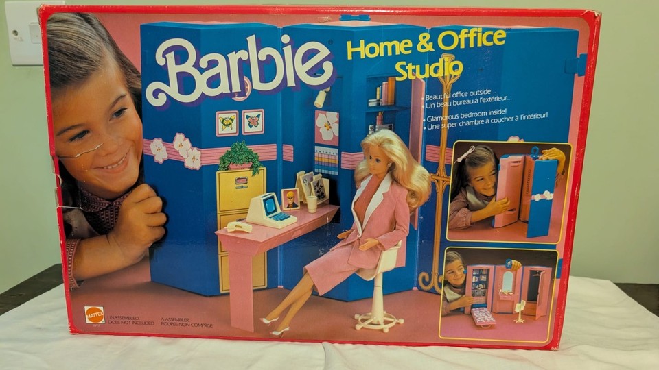 barbie home and office studio 1984, opened once all parts included and ...